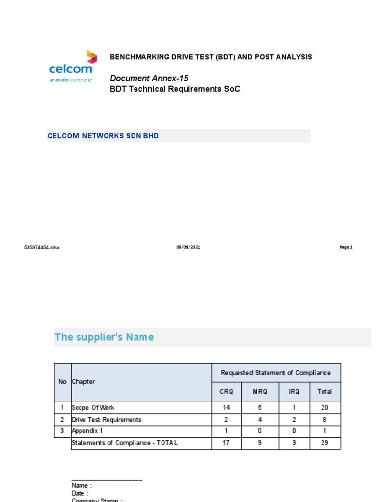 Celcom Benchmarking Drive Test RFP | PDF | Request For Proposal ...