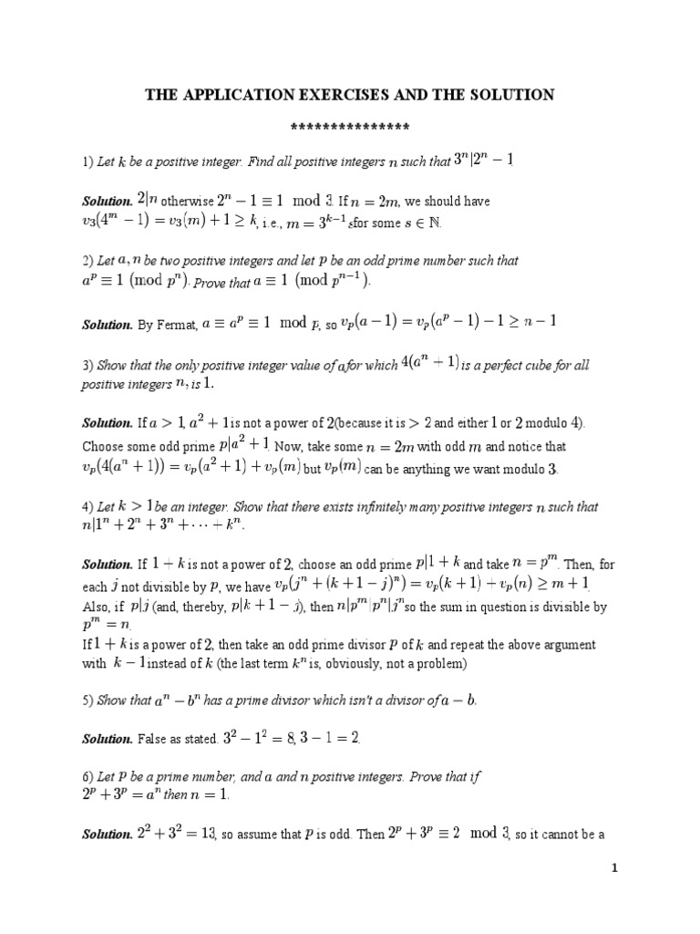 Exercises and Solution | PDF | Prime Number | Integer