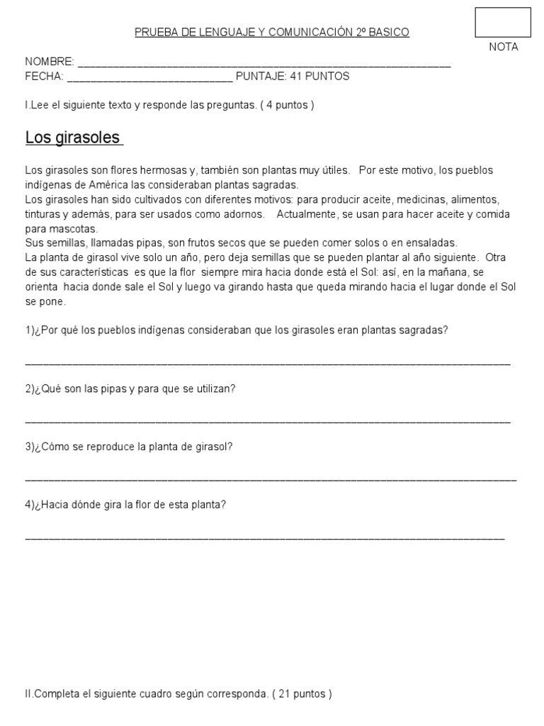 PRUEBA DE LENGUAJE Pronombres | PDF | Verbo