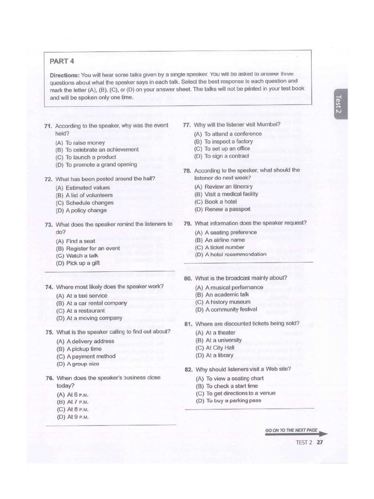 P4 - Practice Test 2 (Test 2 YBM) | PDF
