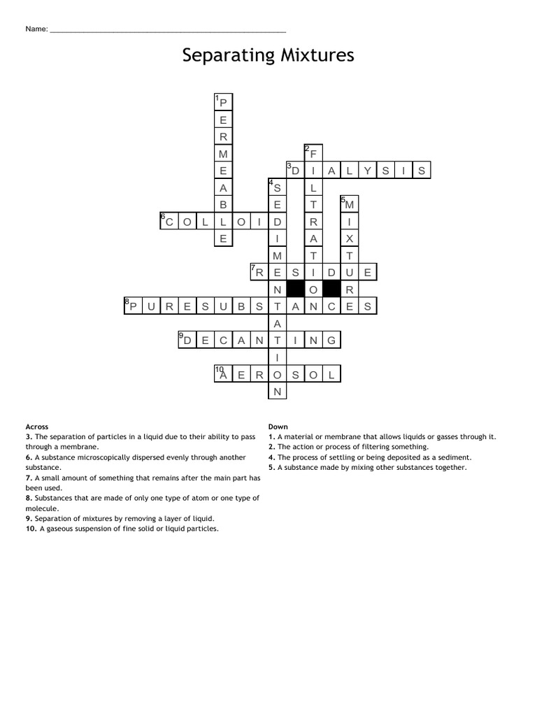 Separating Mixtures Answer Key | PDF | Mixture | Liquids