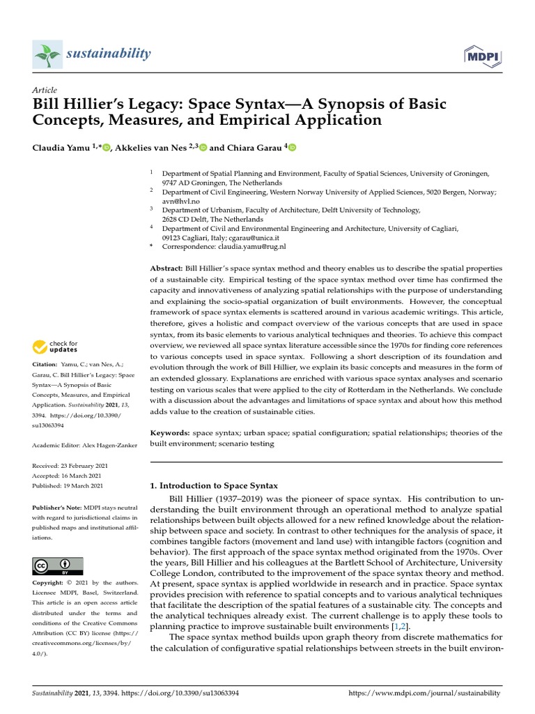 Bill Hillier's Legacy: Space Syntax-A Synopsis of Basic Concepts ...