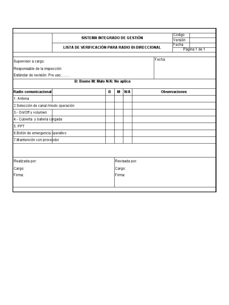 054 - Check List RADIO | PDF