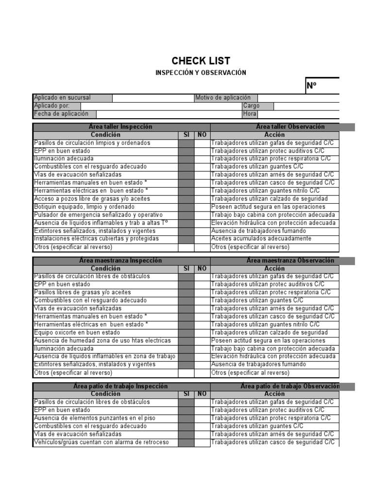 Check List Instalaciones | PDF | Science | Tecnología (general)