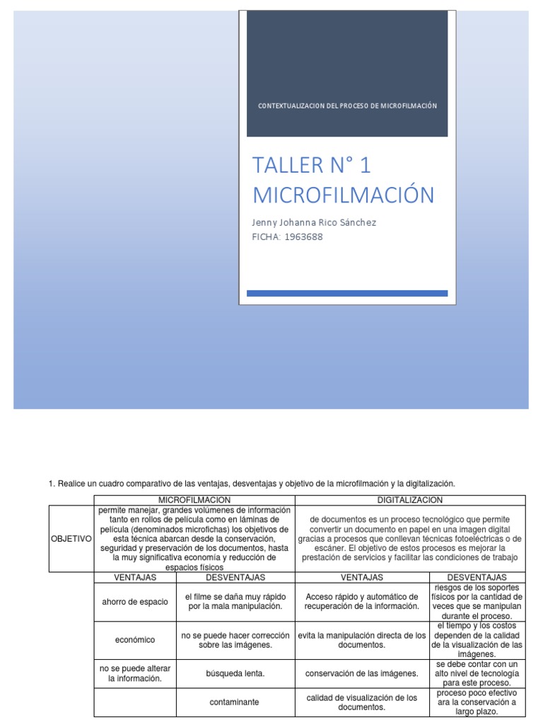 Taller 1 Microfilmacion | PDF | Información