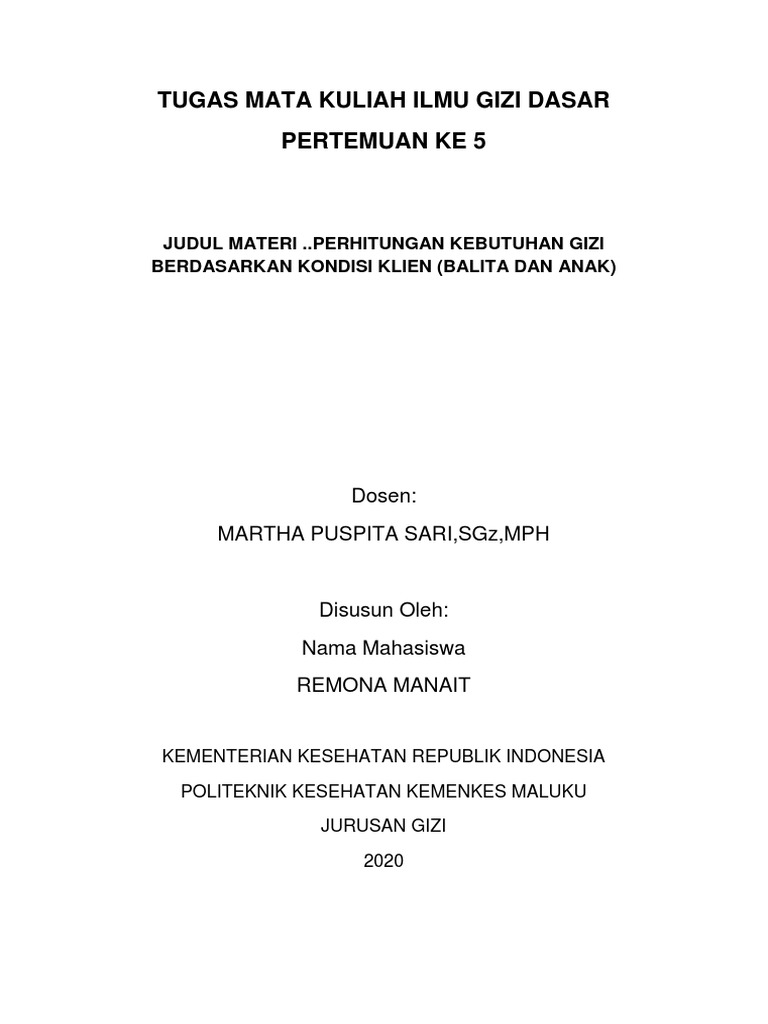 Tugas Mata Kuliah Ilmu Gizi Dasar | PDF