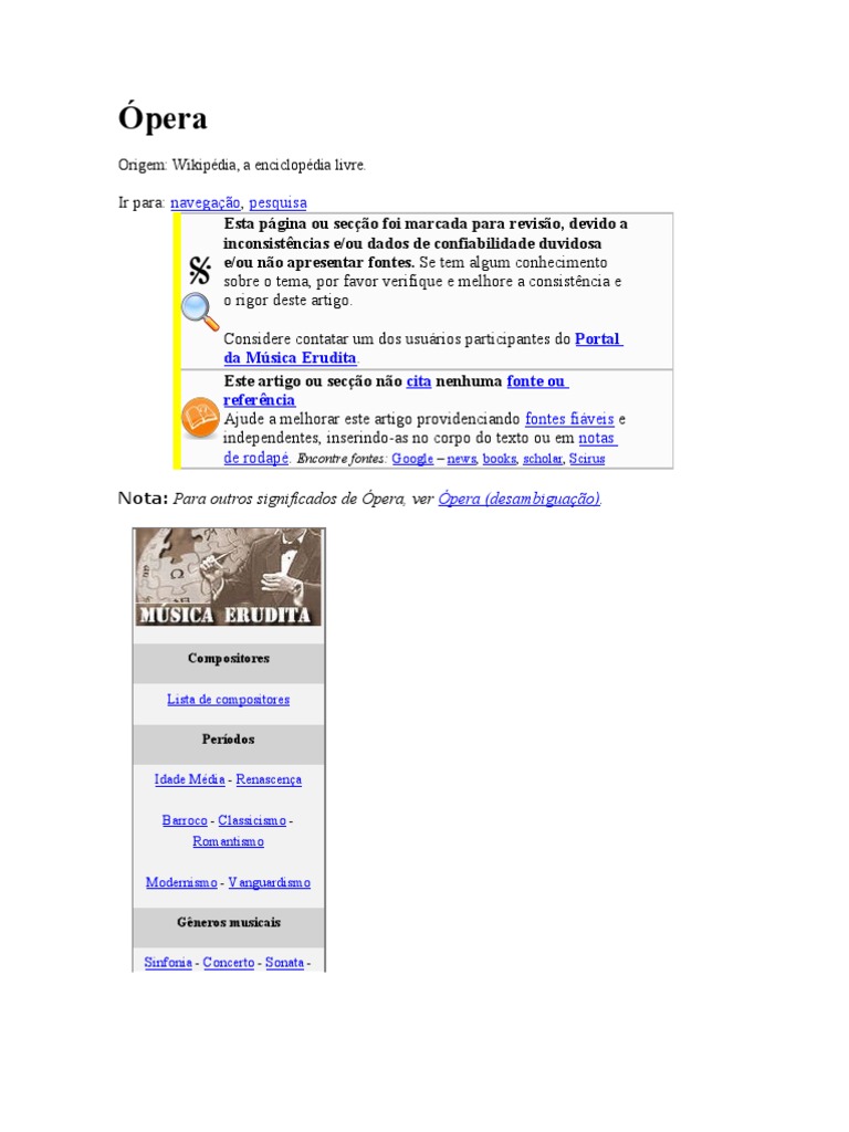 História Da Opera | PDF | Ópera | Artes Cênicas