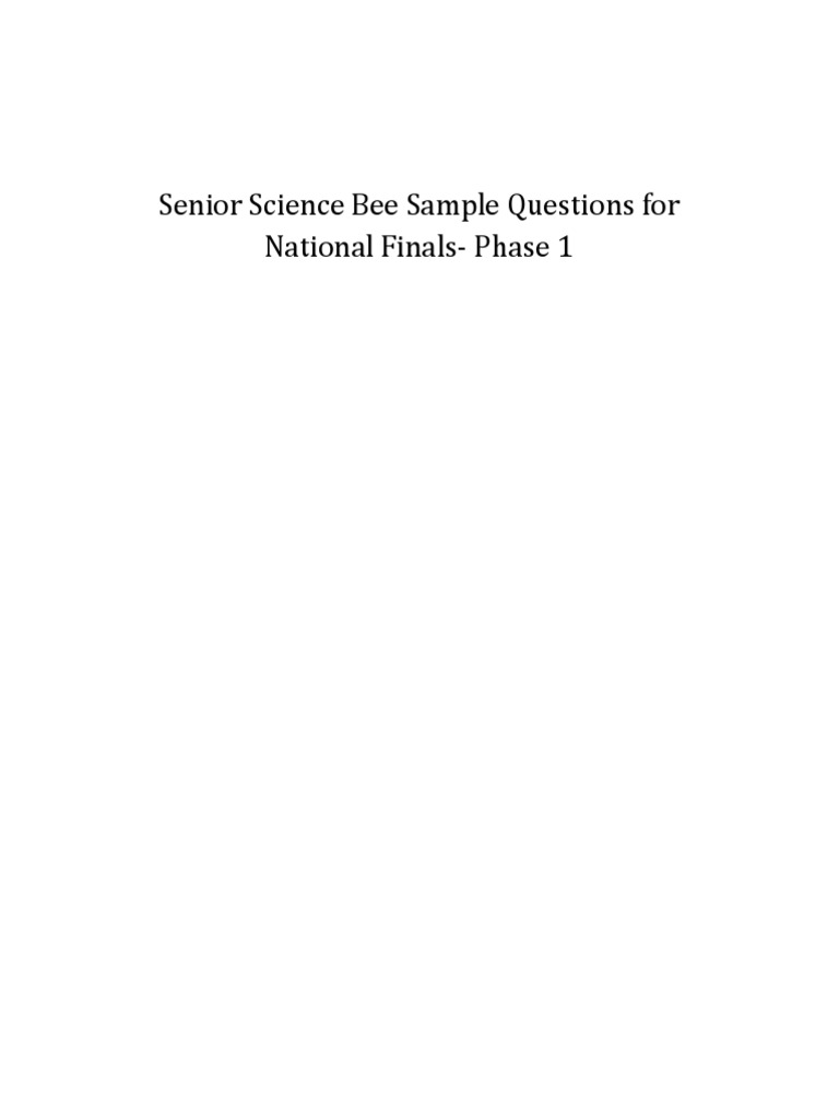 Senior Science Bee Sample Questions For National Finals Phase 1 | PDF ...