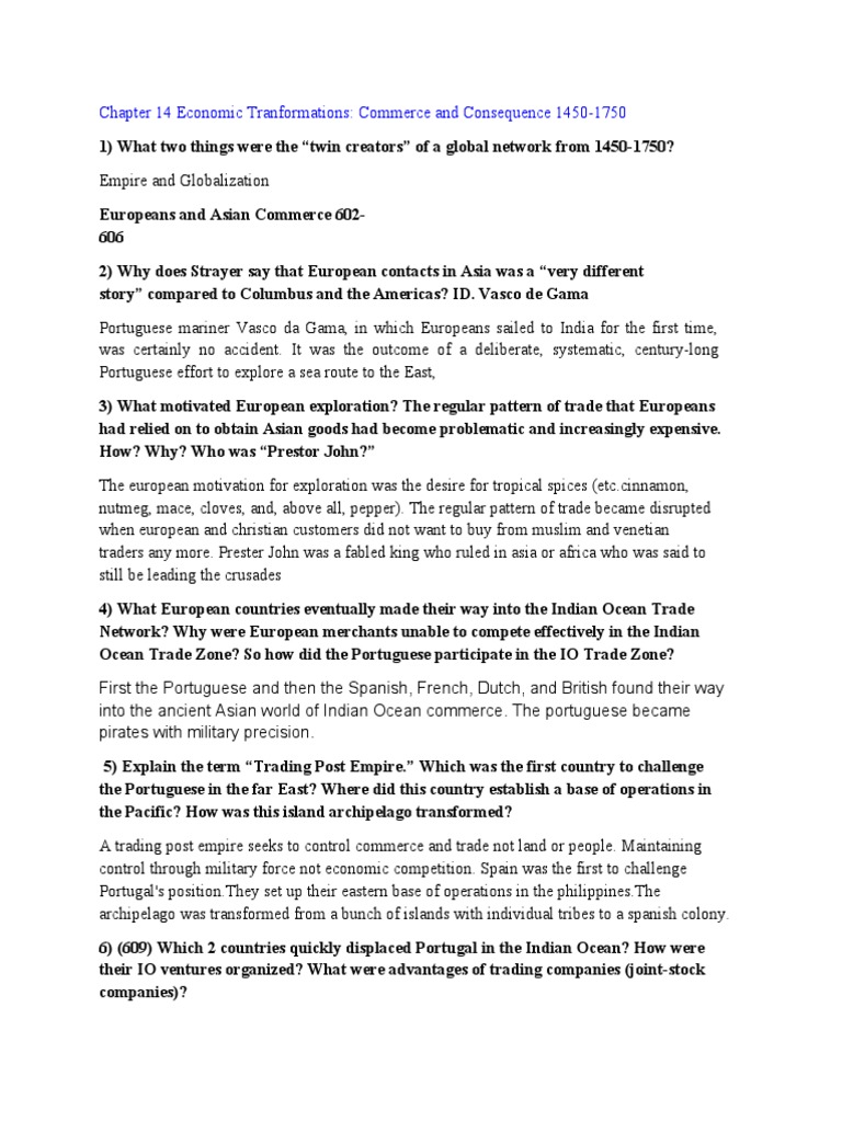 Chapter 14 - World History Questions | PDF | Slavery | Trade