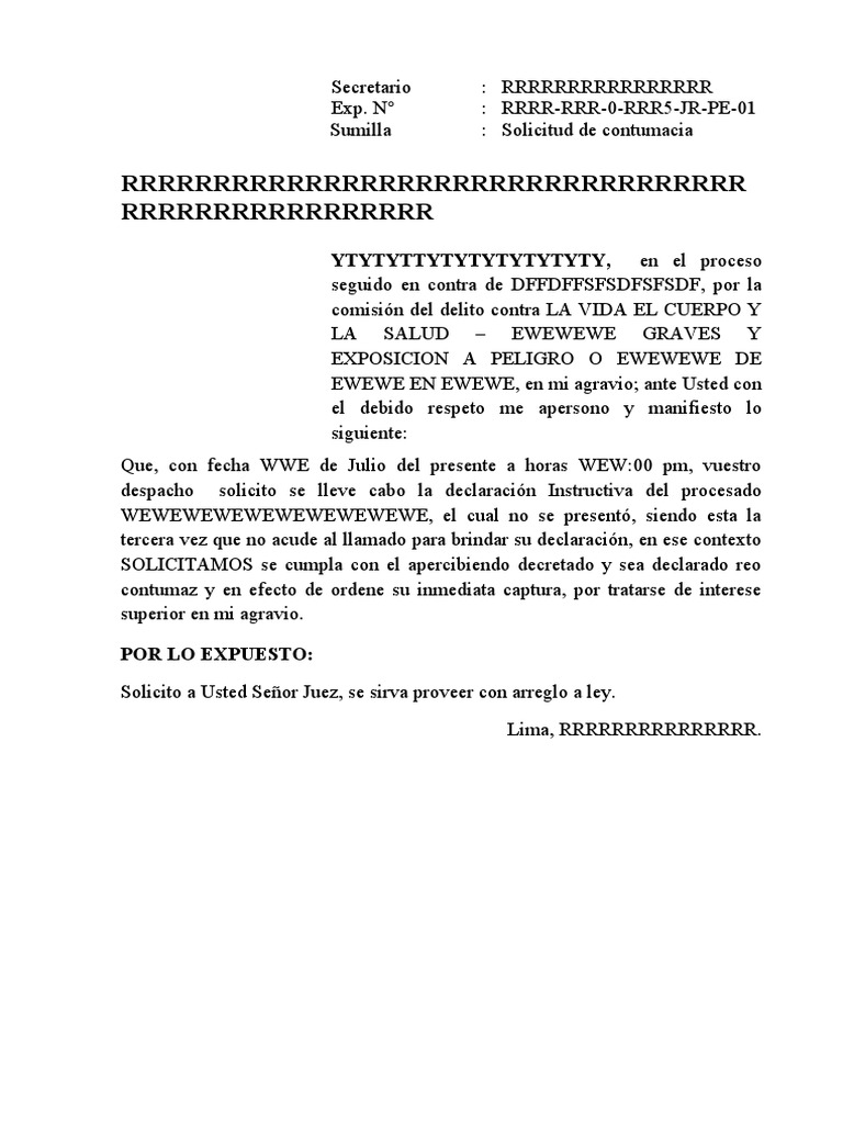 Solicitud de Contumacia | PDF | Derecho