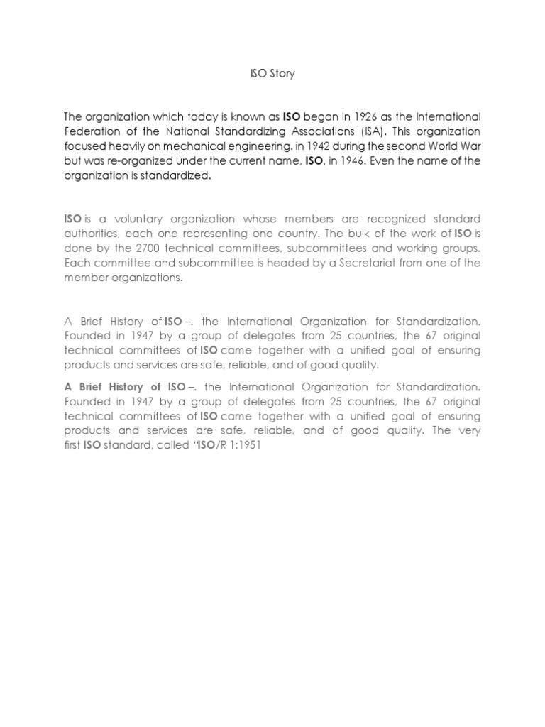ISO Story | PDF
