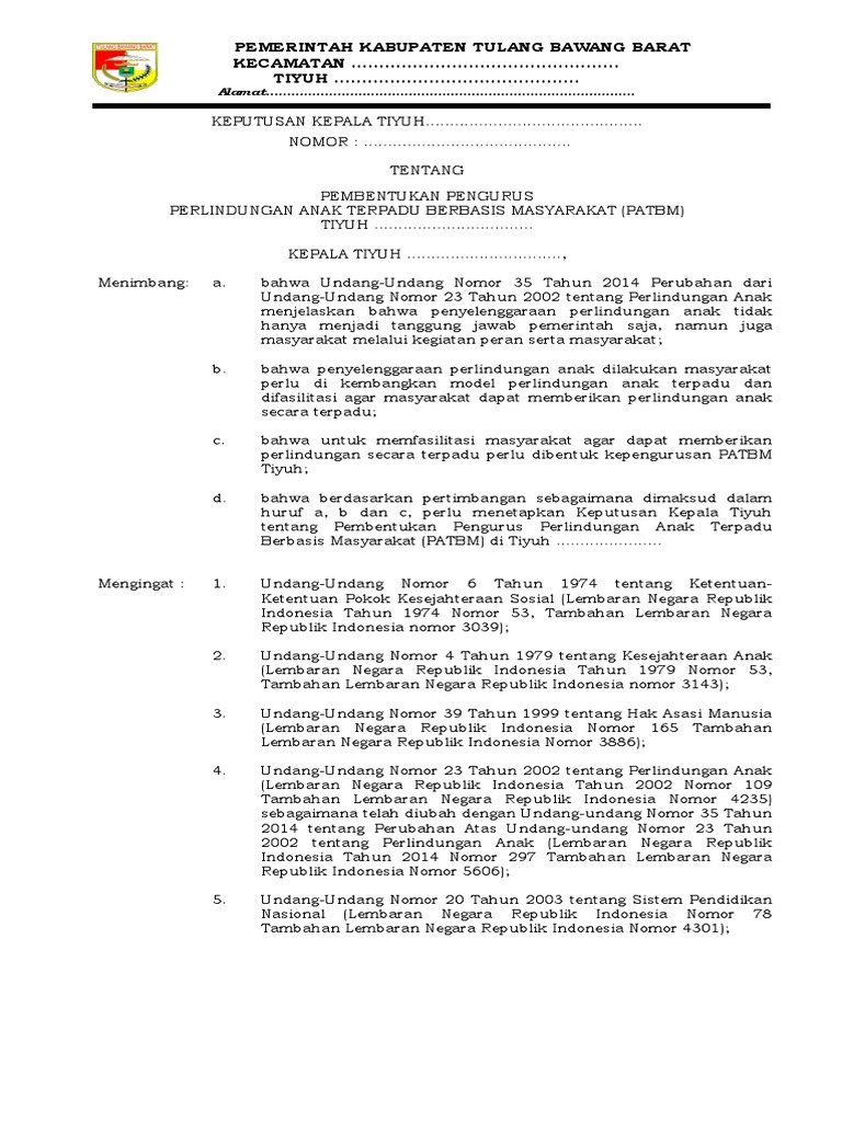 Contoh SK Patbm Tiyuh | PDF | Ilmu Sosial