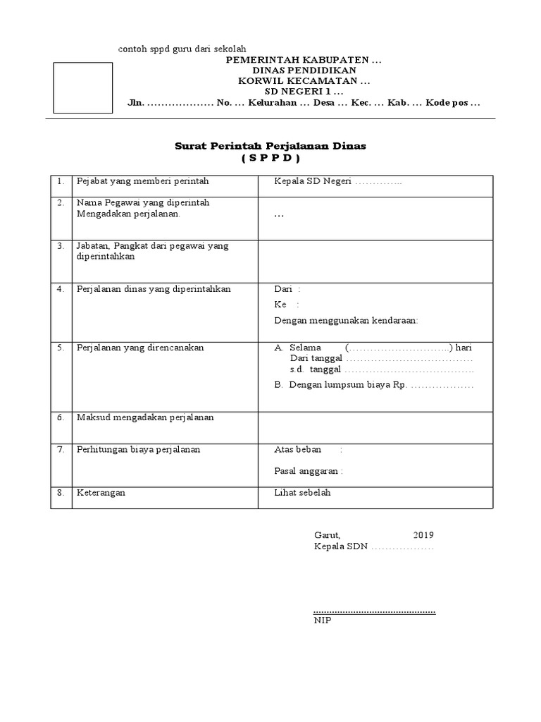 SPPD Guru SD Negeri | PDF