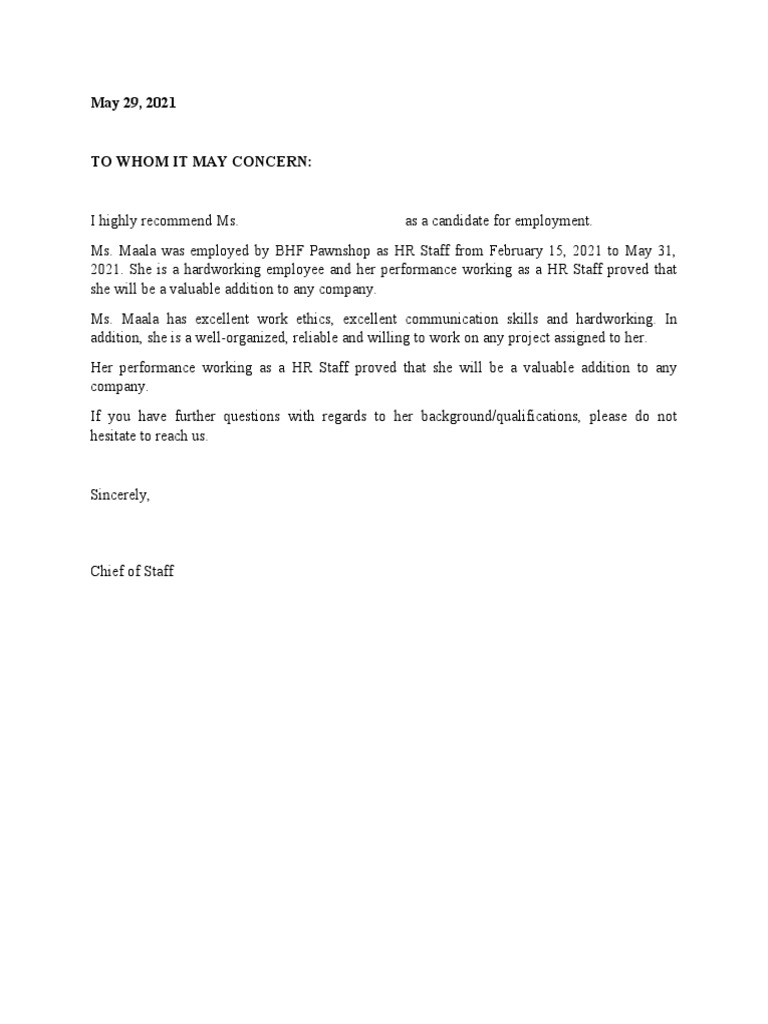 Letter of Recom - Ms. Danisa | PDF