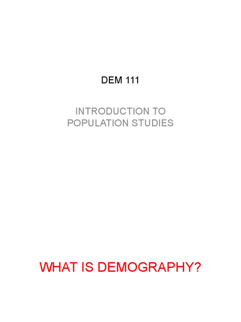 Introduction To Population Studies | PDF | Demography | Population