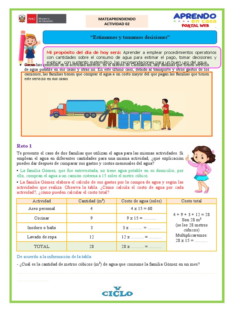 Problemas Matemáticos del Agua | PDF | División (Matemáticas) | Agua