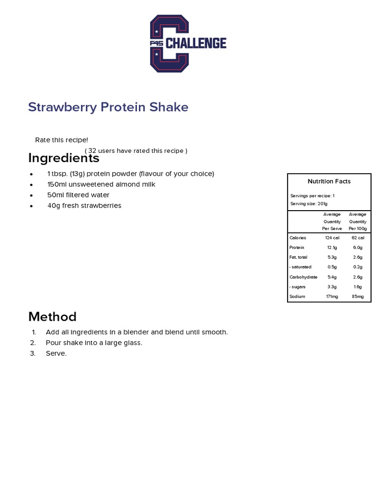 Strawberry Protein Shake - F45 Challenge | PDF