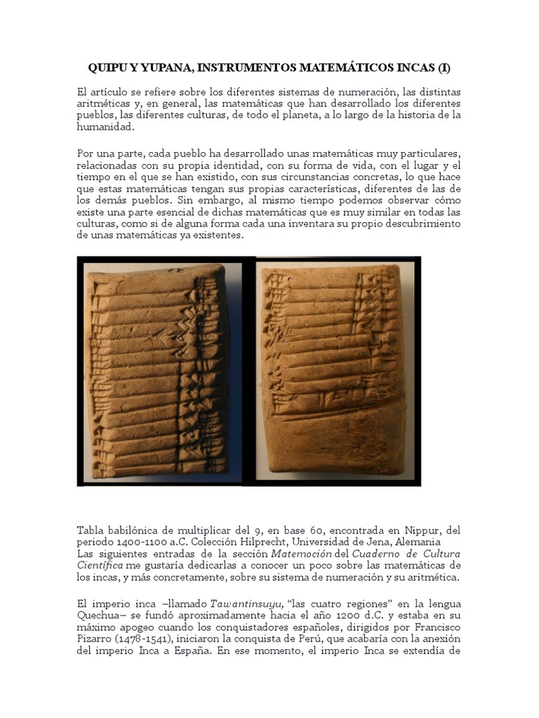 Yupana y Kipus | PDF | Imperio Inca | Matemáticas