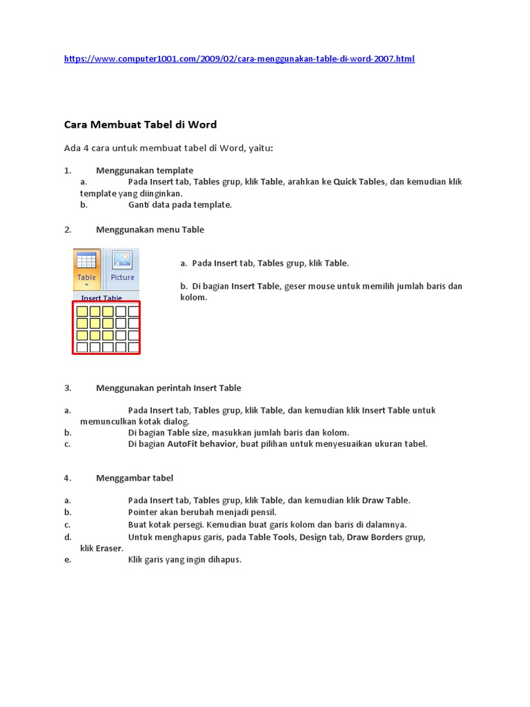 Materi Tabel | PDF | Metode & Bahan Ajar | Griya & Taman