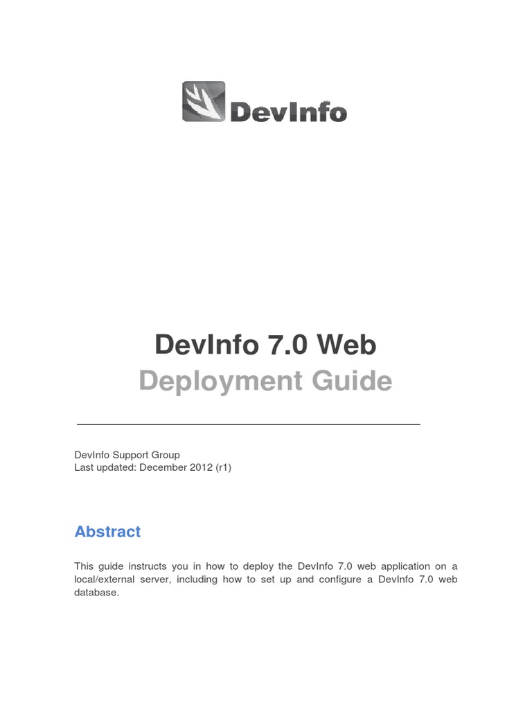 DevInfo 7.0 Web Deployment Guide | PDF | Databases | Internet & Web