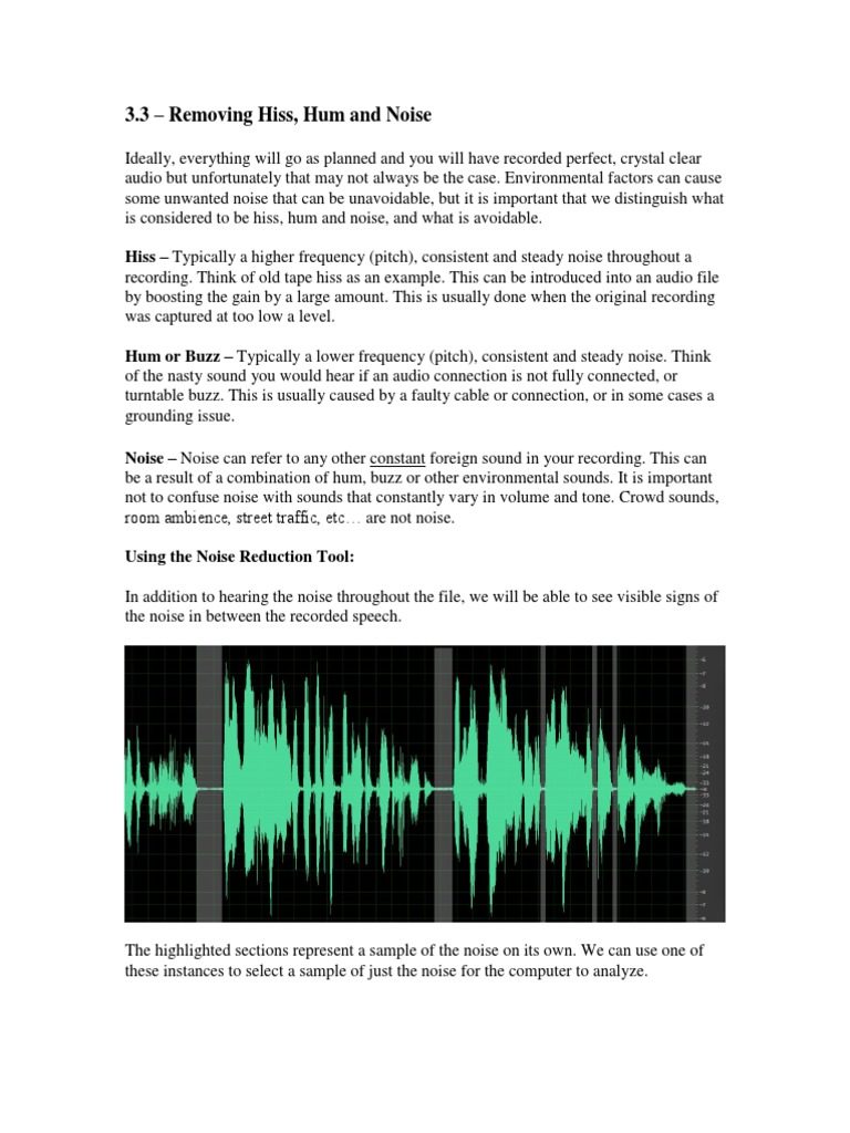 3.3 - Removing Hiss, Hum and Noise | PDF | Equalization (Audio) | Noise