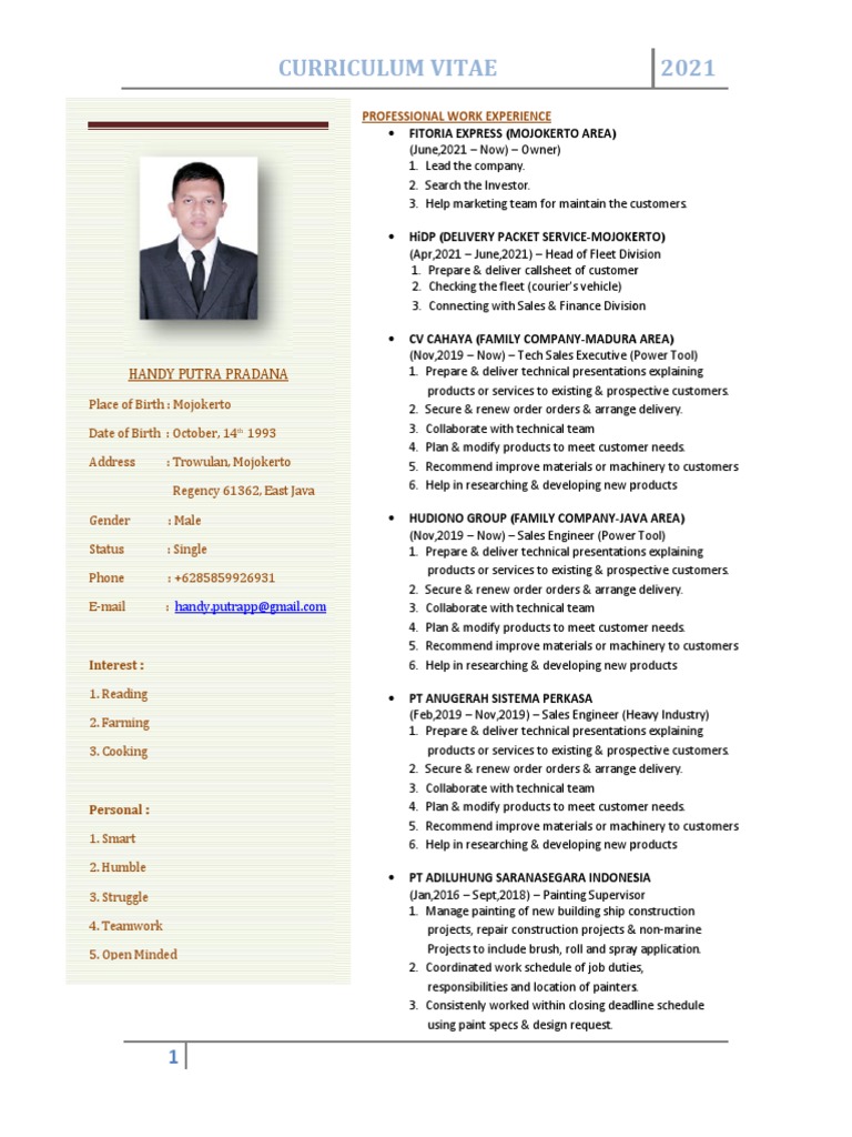 CV - Handy Putra Pradana | PDF