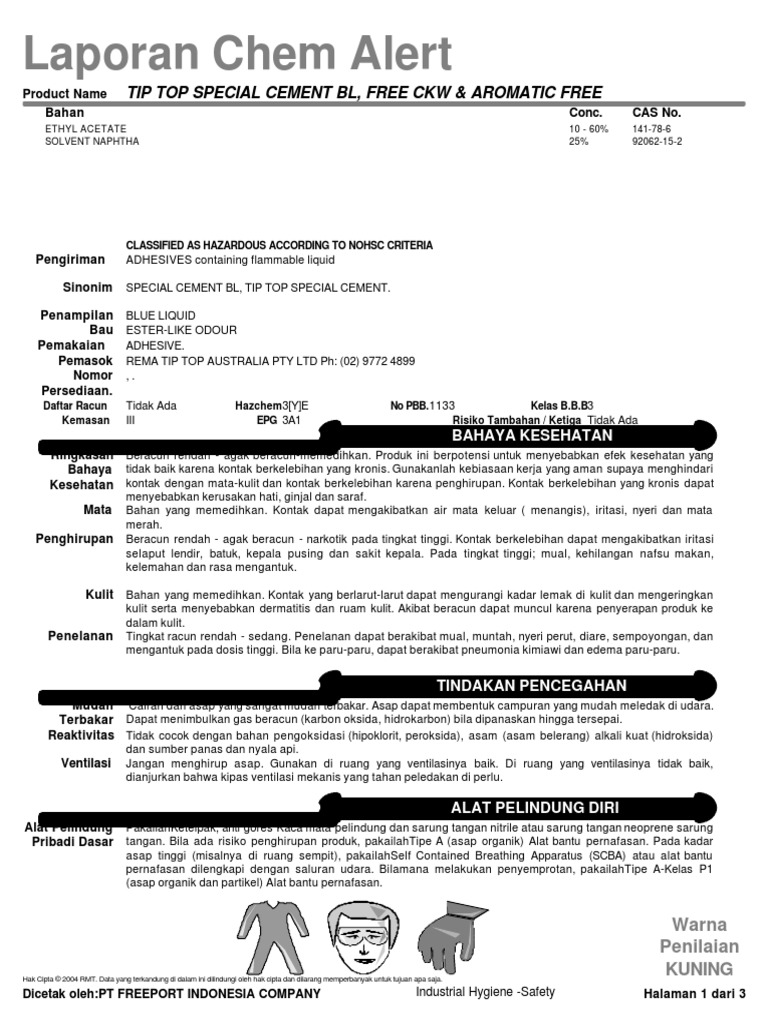 MSDS - Tip Top Special Cement ChemAlert | PDF
