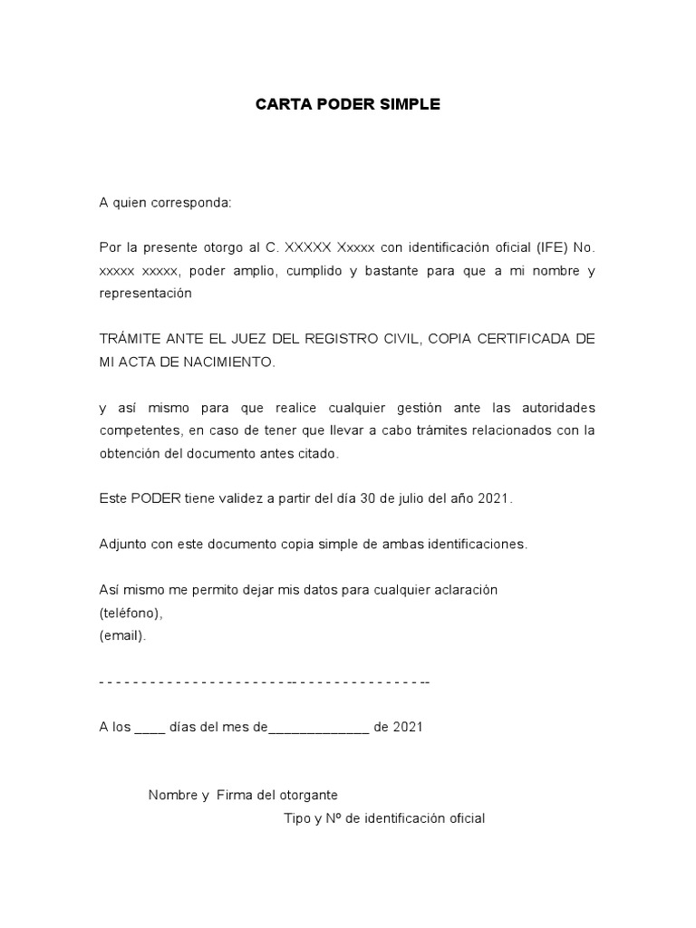 Carta Poder Simple | PDF