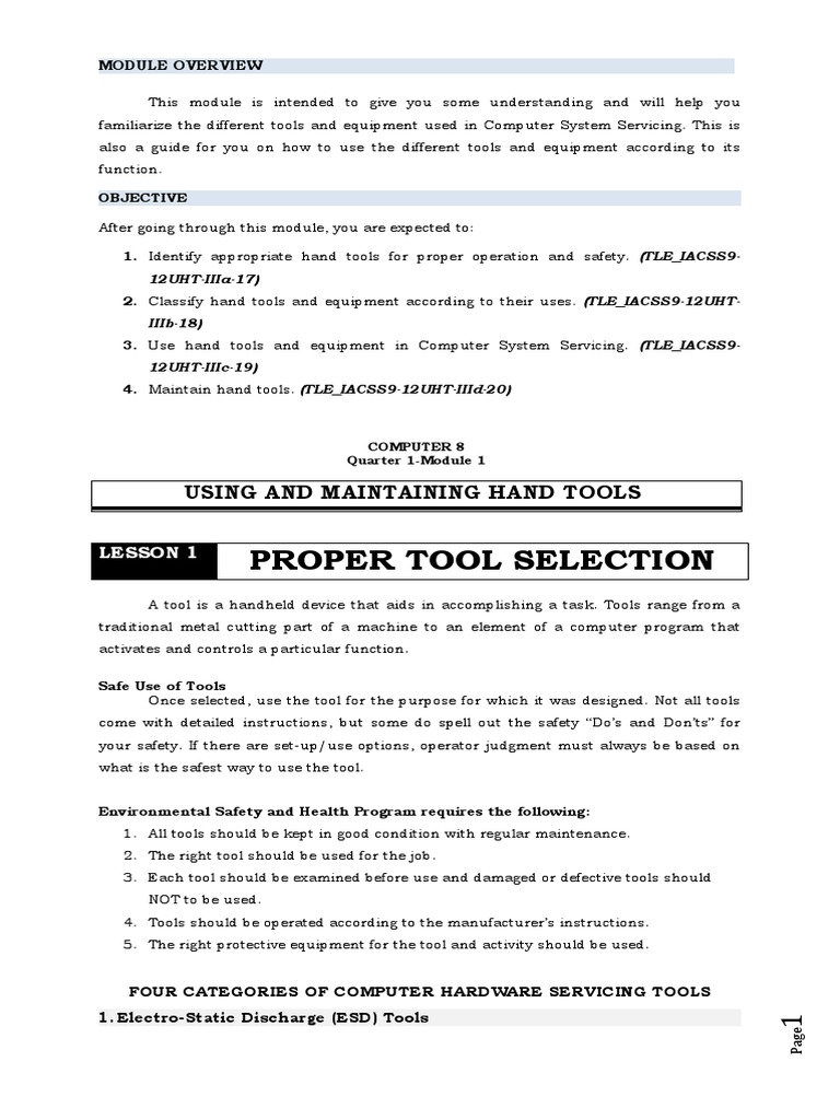 Quarter 1 Module 1 Computer 8 | PDF | Electrostatic Discharge | Electrical Engineering