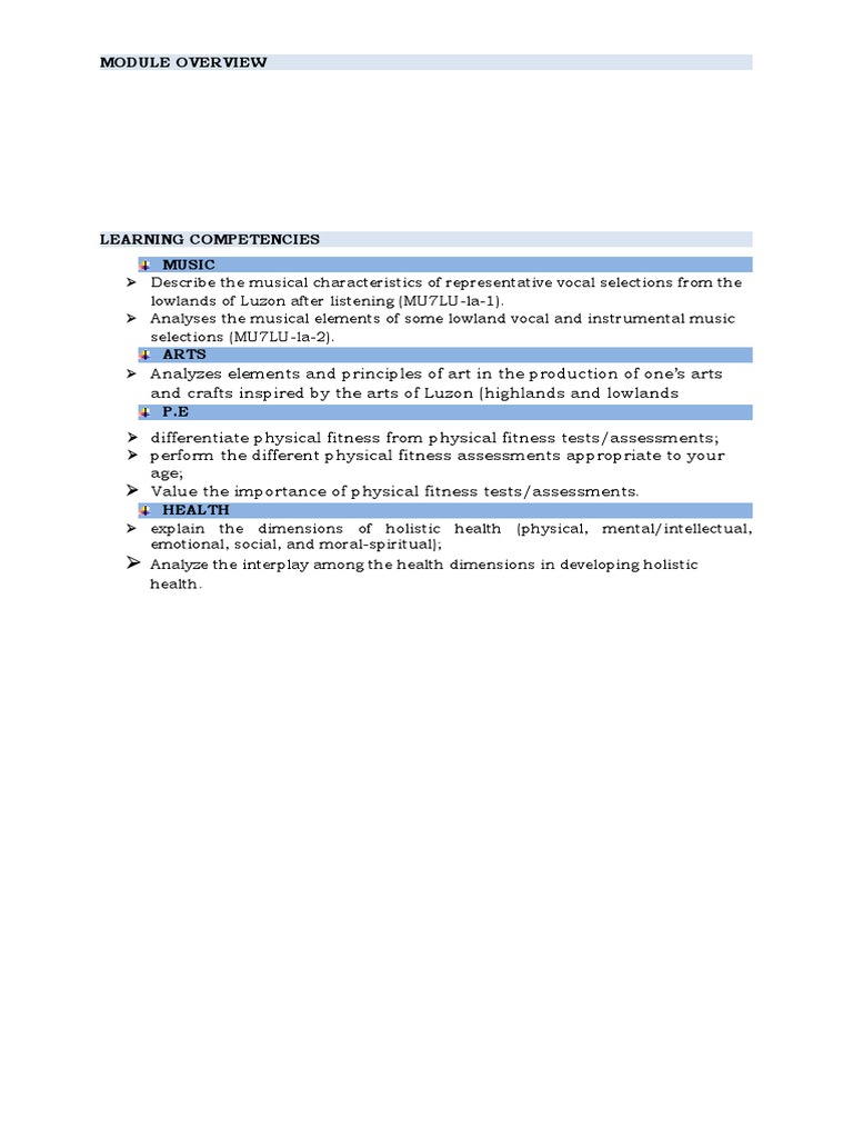 Quarter 1 Module 1 Mapeh 7 | PDF