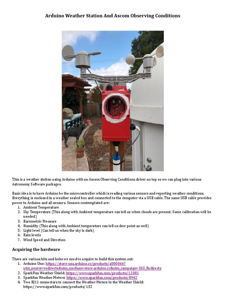 Arduino Weather Station and Ascom Observing Conditions: Acquiring The Hardware | PDF | Arduino ...