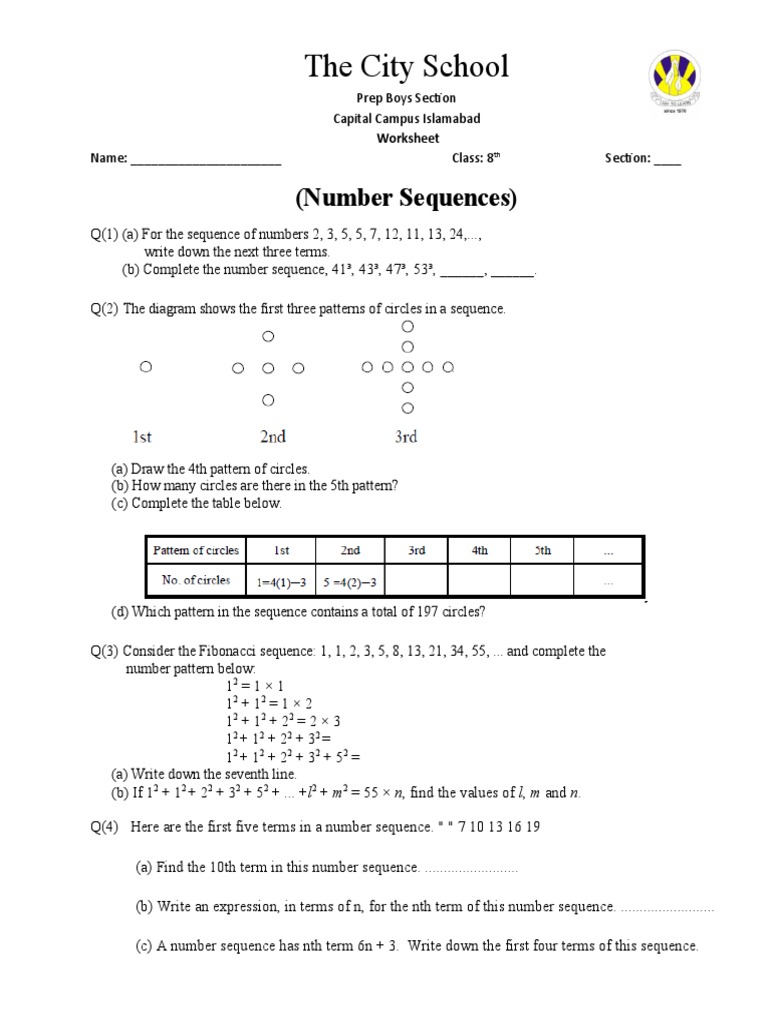 Worksheet Number Sequences | PDF | Teaching Methods & Materials | Art