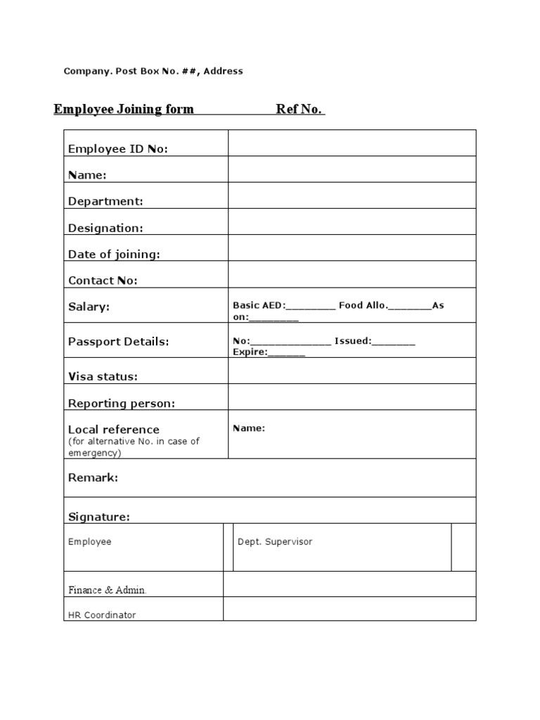 Employee Joining Form | PDF | Business | Law