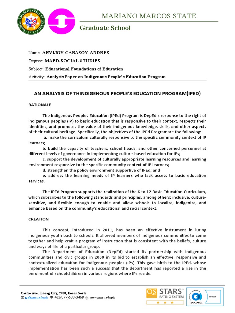 Analysis of The Iped Program Final | PDF | Curriculum | Learning