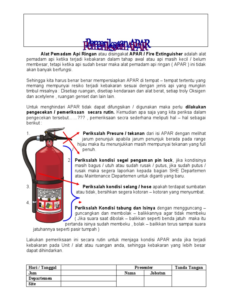 Pemeriksaan APAR | PDF