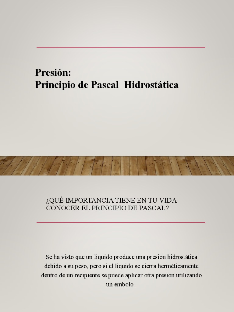 Presión Hidrostática y Principio de Pascal | PDF | Presión | Líquidos
