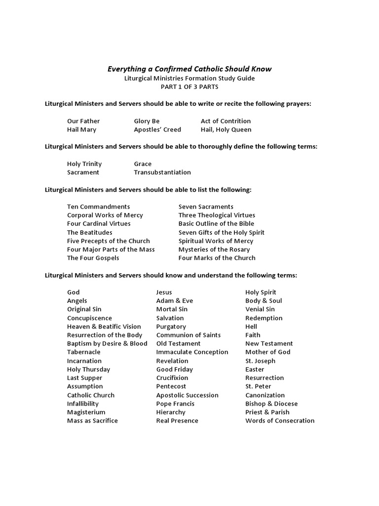Everything A Confirmed Catholic Should Know Part 1 Of 3 Pdf