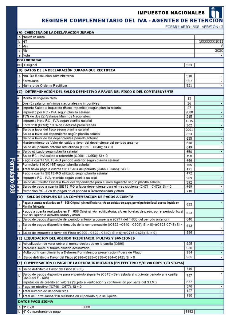 011 FORM 608. v4 | PDF | Impuestos | Impuesto al valor agregado