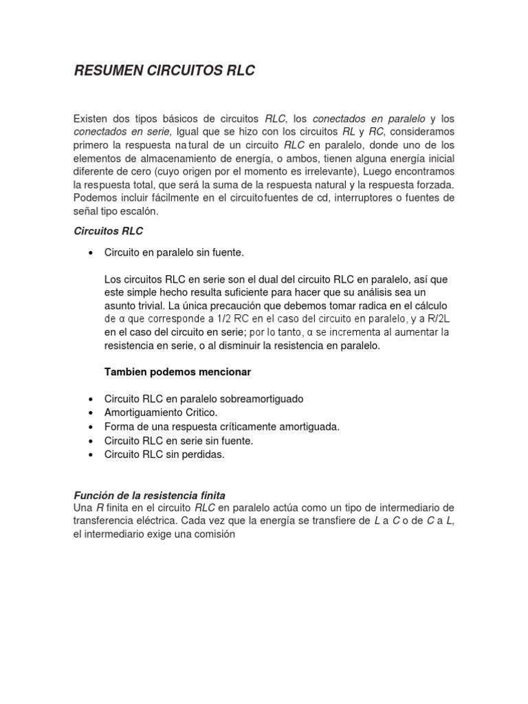 Resumen Circuitos RLC | PDF