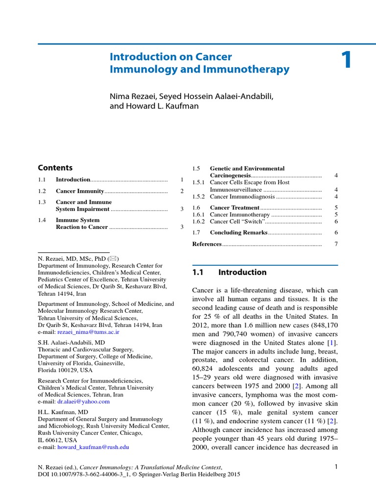 Cancer Immunology Introduction | PDF | Immunotherapy | Immune System