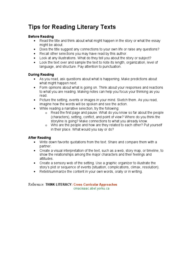 Reading Literary Texts | PDF | Narrative | Essays