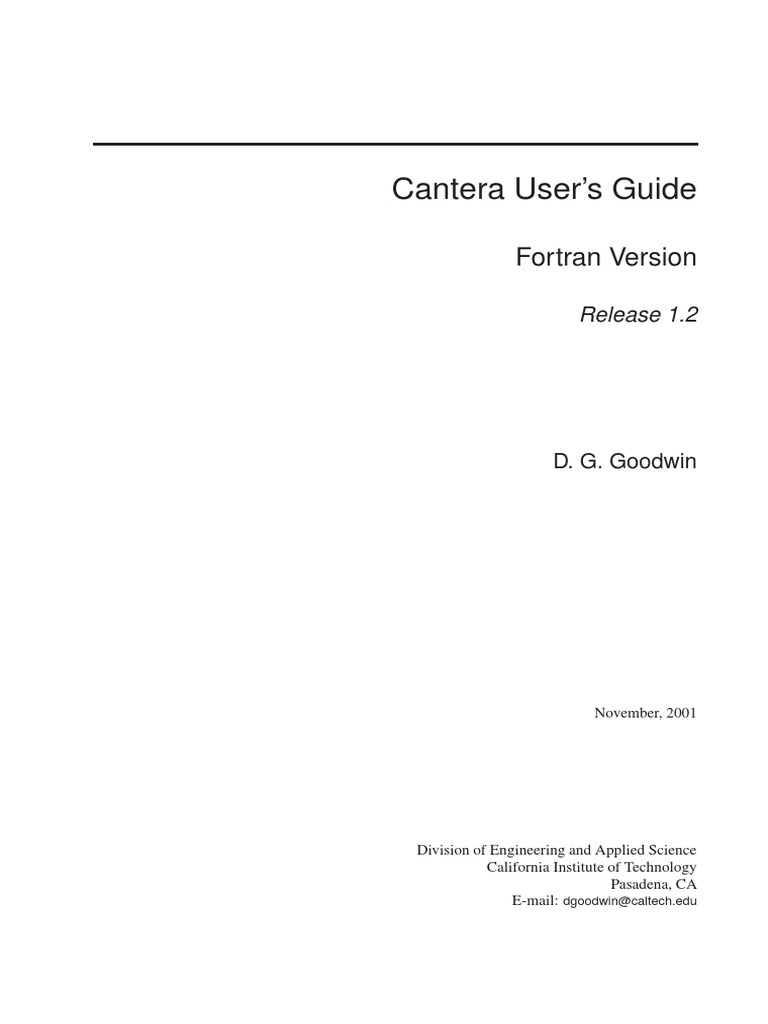 Cantera User's Guide: Fortran Version | PDF | Chemical Kinetics ...