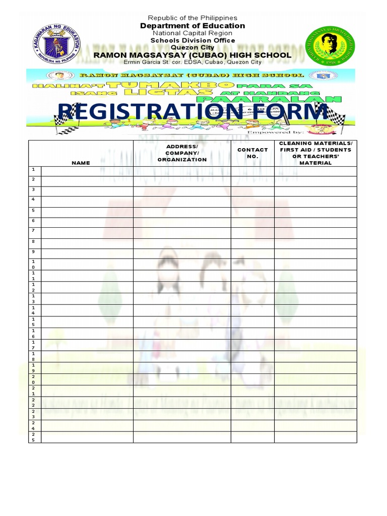 Registration Form: Department of Education | PDF