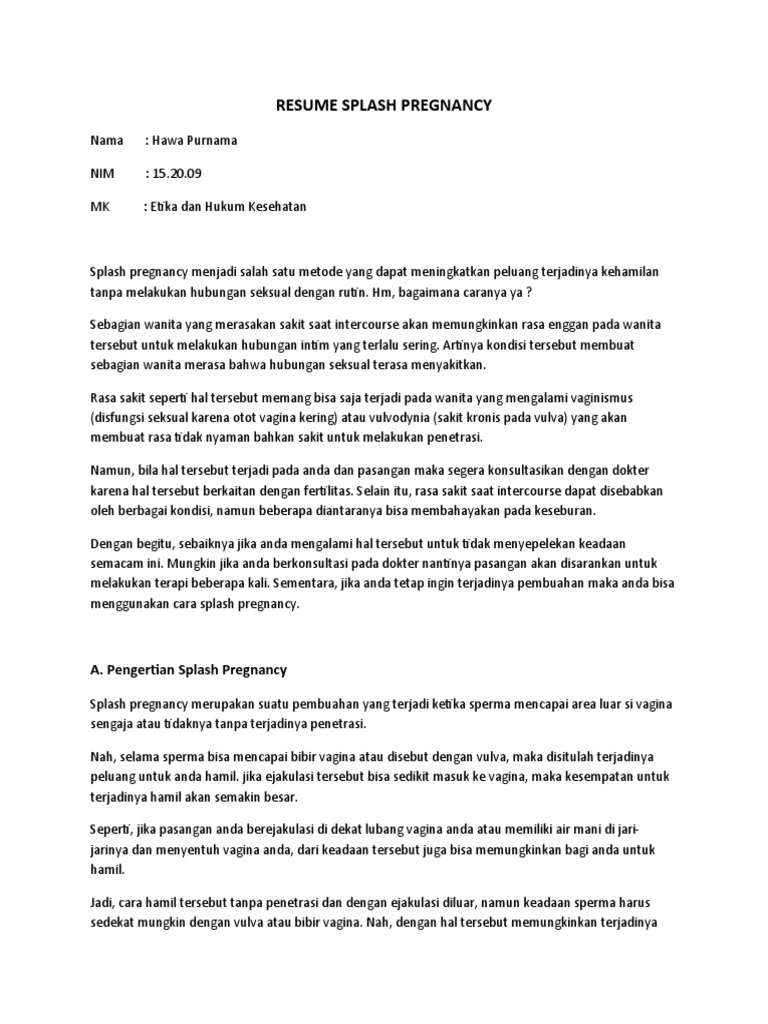 Resume Splash Pregnancy Hawa Purnama | PDF