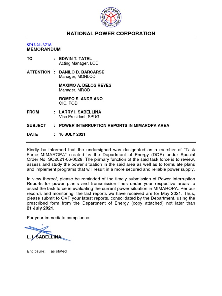 2021-3718 Power Interruption Reports in Mimaropa Area | PDF ...