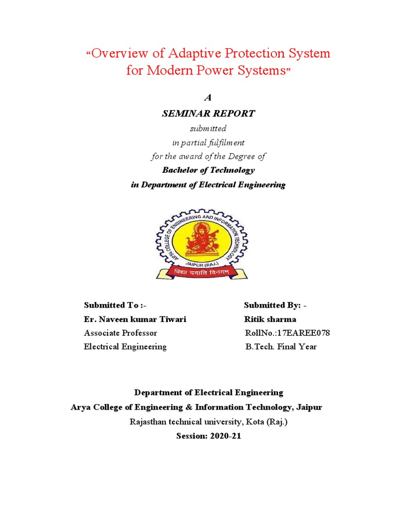 Overview of Adaptive Protection System For Modern Power Systems | PDF ...