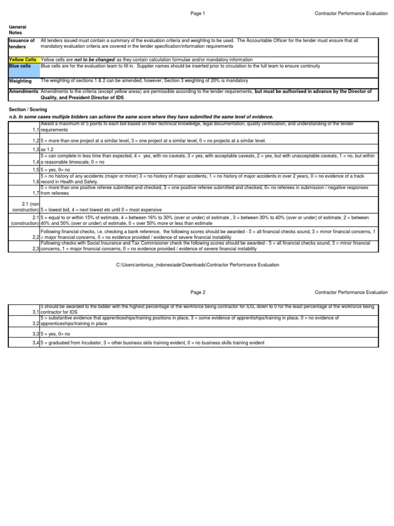 Contractor Performance Evaluation | PDF | Business