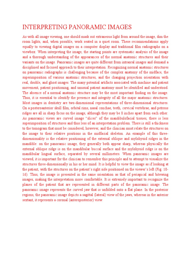 Panoramic Radiograph Interpretation Guide | PDF | Dental Anatomy ...