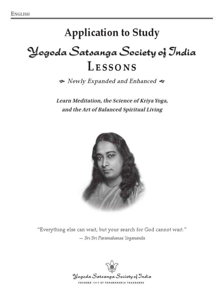 YSS Lesson Application English | Download Free PDF | Paramahansa Yogananda