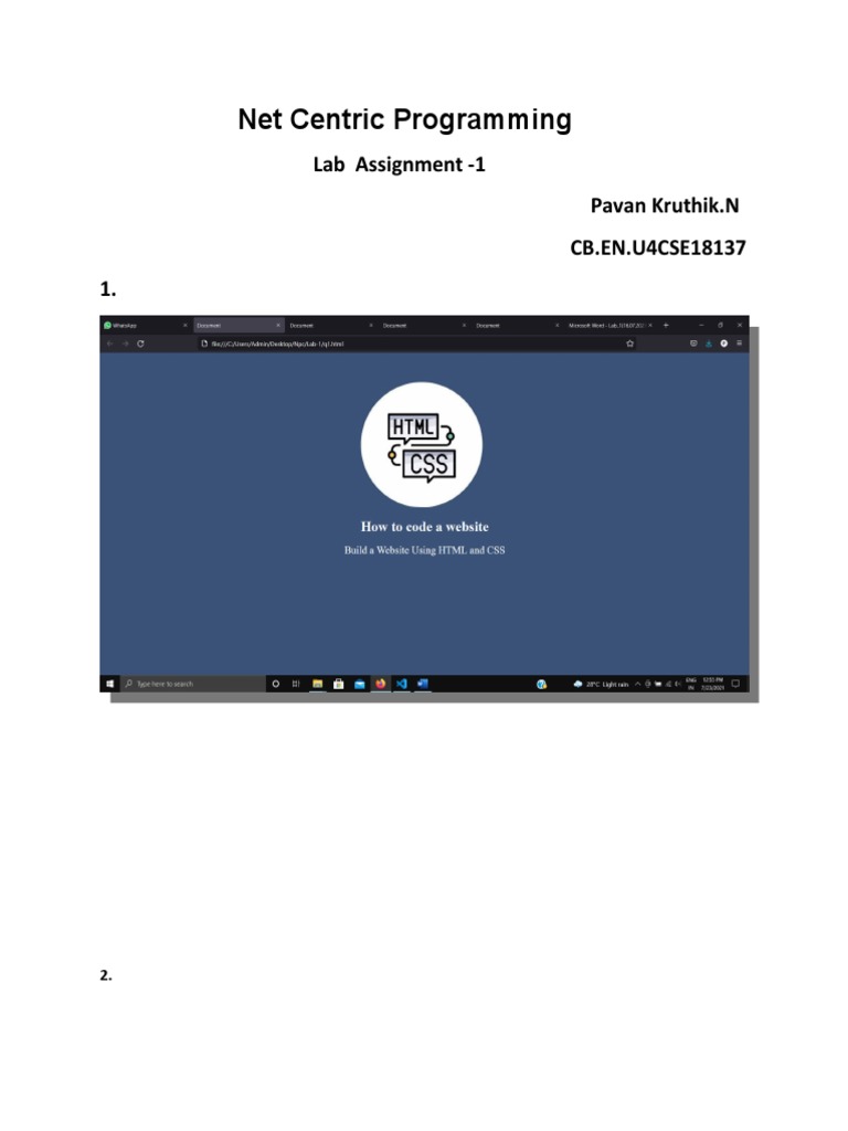 Net Centric Programming: Lab Assignment - 1 Pavan Kruthik.N CB - EN ...
